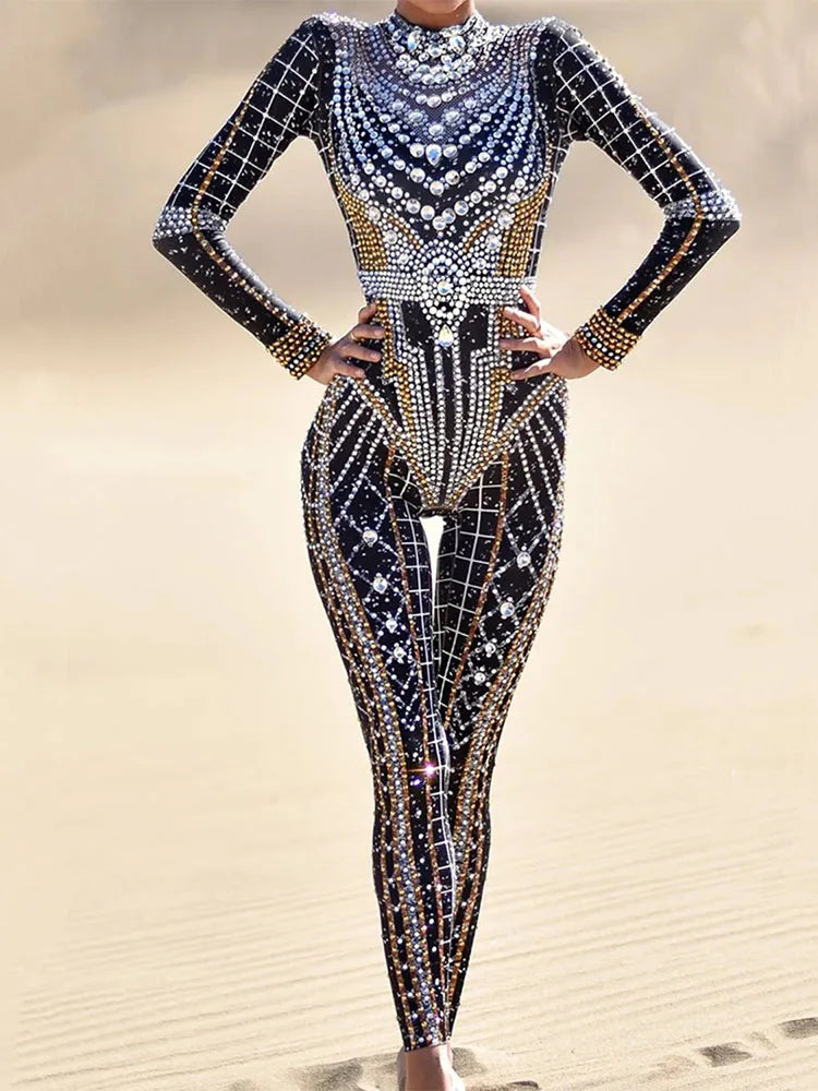 Festival Showgirl Bodysuit with Rhinestones & Techno Univers