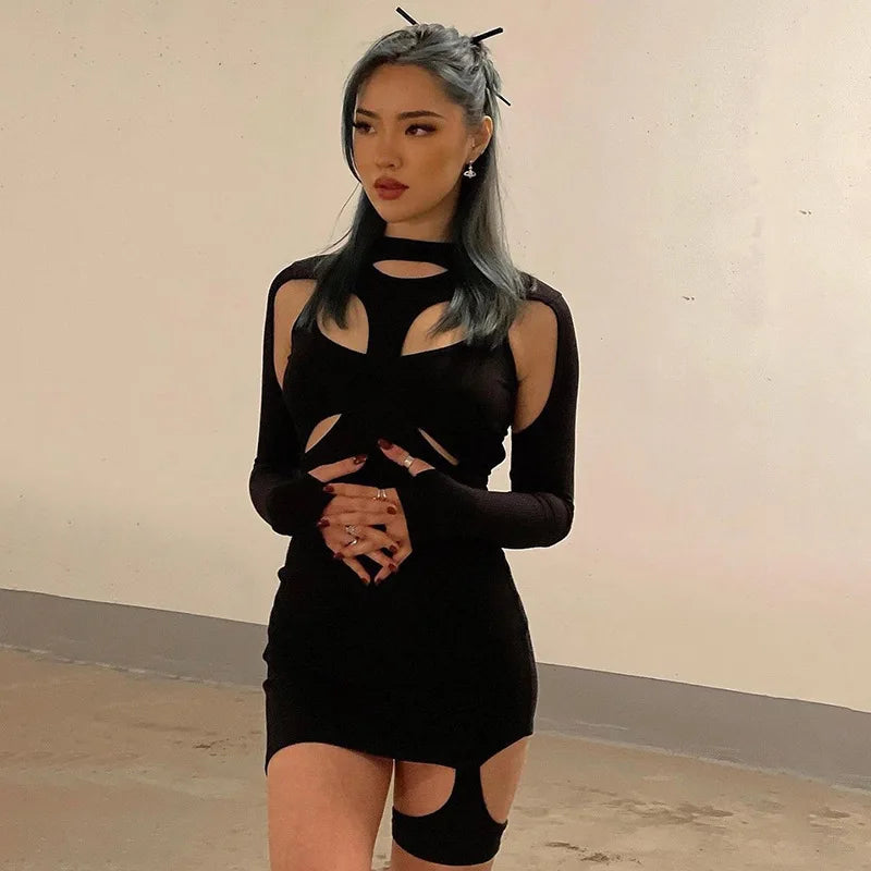 Sexy Cutout Techno Mini Dress & Techno Univers